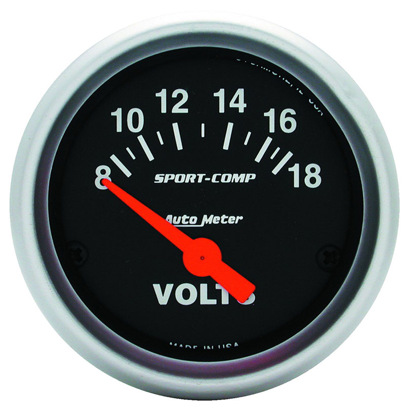 Auto Meter, Sport Comp Elec. Gauge, 2-1/16" Voltmeter - Competition ...