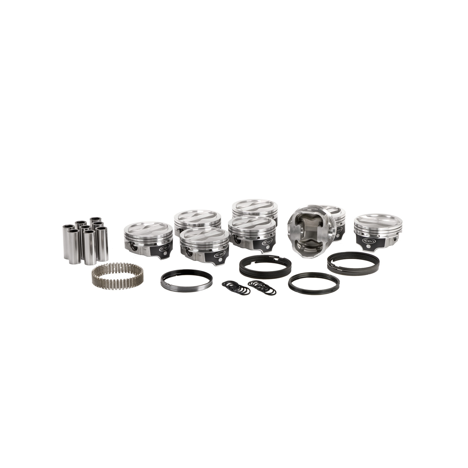 Icon FHR Pistons & Ring Set, SB Chev 383, Dish, 9.6:1 - Competition ...